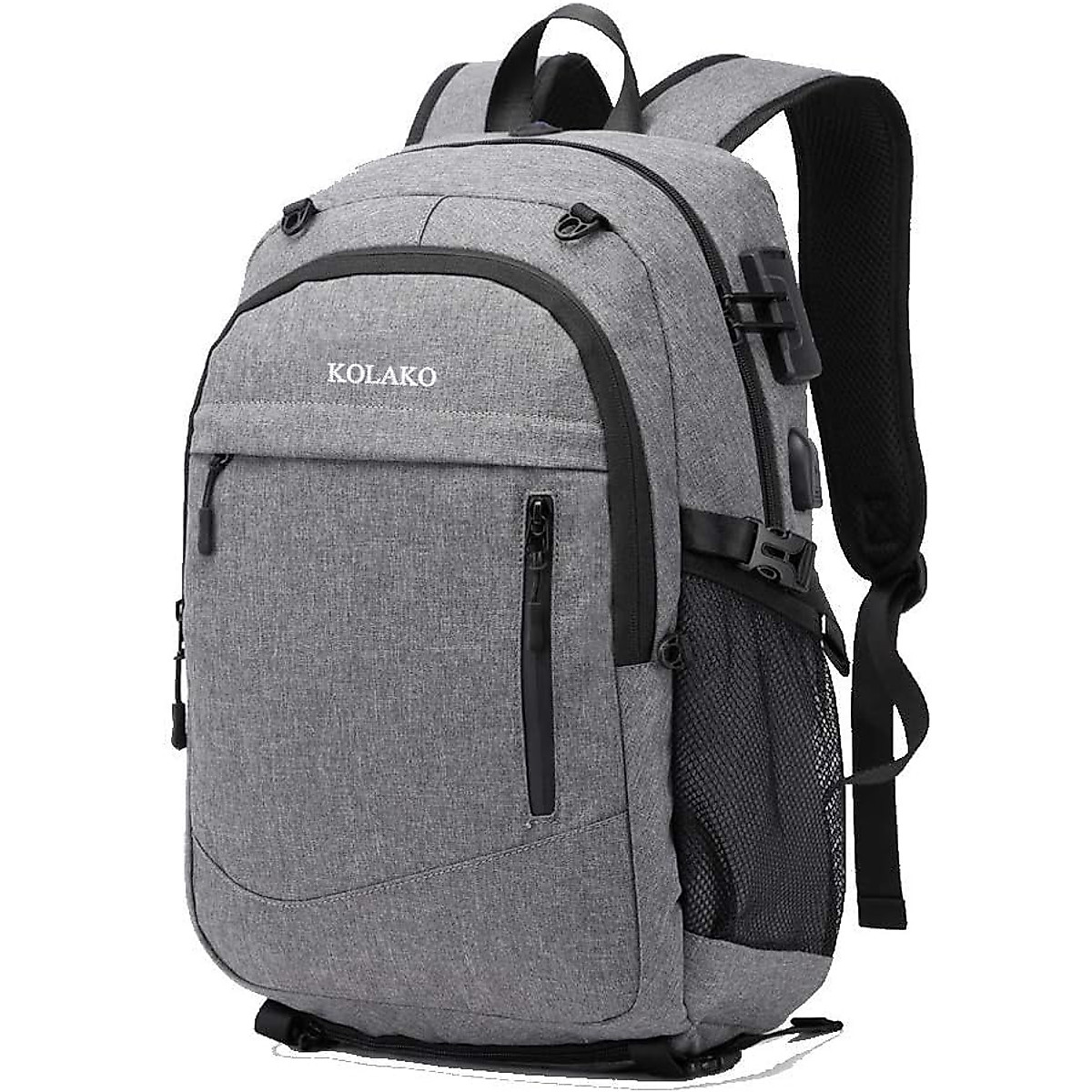 KOLAKO Travel Backpack Waterproof Large Sports Basketball Bookbag Backpack Anti Thief Business Backpacks Daypack Fit 17.3 Inch Laptop Gray