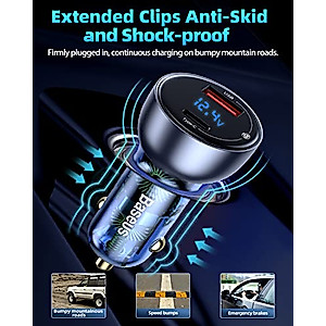 Baseus 65W USB C Car Charger, Type C Car Charger PPS PD3.0 QC4.0 45W Super Fast Charging with LED Display Compatible with iPhone 14/13/12 Pro Max, Samsung S22 S21 Ultra/Tab S8, MacBook, iPad, Laptops