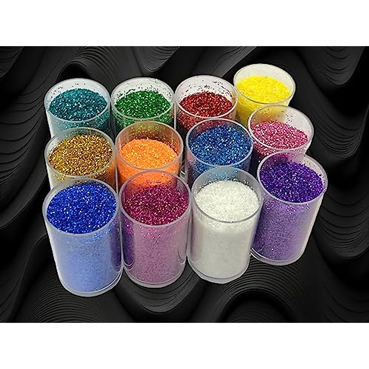 AMORNPHAN Fine Glitter Set 12 Colors, Glitter Powder for Crafts DIY Resin Projects Tumblers Nail Makeup Slime, A Variety of Colors and Infinite Creativity 10 g/0.35 oz Each