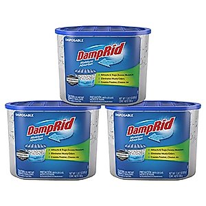 DampRid Disposable Moisture Absorber with Activated Charcoal, 18 oz., 3 Pack, Fragrance Free, Moisture Absorber & Odor Remover, Lasts Up To 60 Days, No Electricity Required