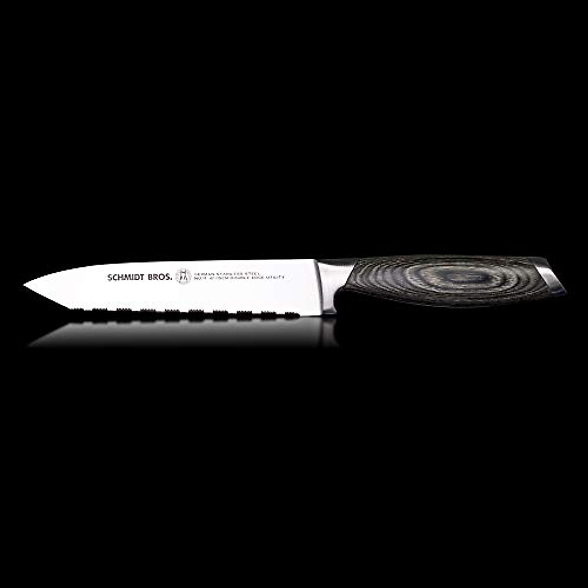 Schmidt Brothers - Bonded Ash 6" Double Edge Utility Knife for Multipurpose Cutting, Slicing, and Chopping, Small Kitchen Knife Made with High-Carbon German Stainless Steel