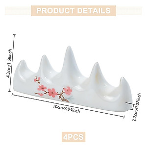 WEBEEDY 4pcs Paint Brush Holder Calligraphy Brush Rest Stand Plum Blossom Ceramic Brushes Pen Rack Holder for Home Office Desktop Decoration Chinese Japanese Calligraphy Painting Writing Practice