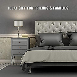 Silk Pillowcase for Hair and Skin, Lacette 22 Momme 6A Soft Mulberry Silk Pillowcase with Hidden Zipper, 600 Thread Count, Dual Side Silk/Wood Pulp Fiber, Gift Box(Grey, Standard 20"x26", 1 Pack)