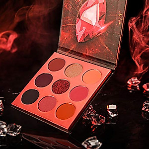Docolor Eyeshadow Palette 9 Colors Gemstone Shadow Palette Highly Pigmented Mattes Shimmers Naked Smokey Glitter Cream Colorful Powder Blendable Long Lasting Waterproof Makeup Palette-Red
