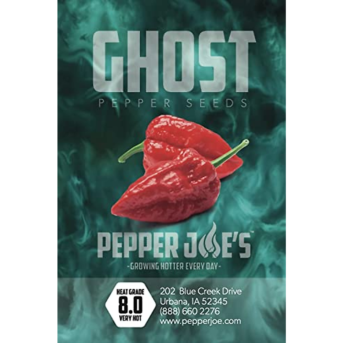 Pepper Joe’s Ghost Pepper Seeds – Pack of 10+ Superhot Chili Pepper Seeds – USA Grown – Premium Non-GMO Bhut Jolokia Seeds for Planting in Your Garden