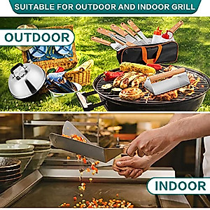 Leonyo 26 Piece Griddle Accessories, Flat Top Grill Accessories Stainless Steel Griddle Spatula with Metal Scraper, Burger Press, Melting Dome, BBQ Grilling Tools for Outdoor Kitchen Hibachi Grill