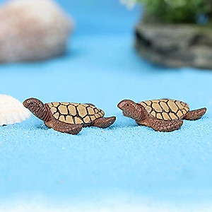 MAOMIA 10 Pcs Resin Beach Sea Turtle Miniature Figurines, Fish Tank Decoration Fairy Garden Dollhouse Landscape Decor Ornament