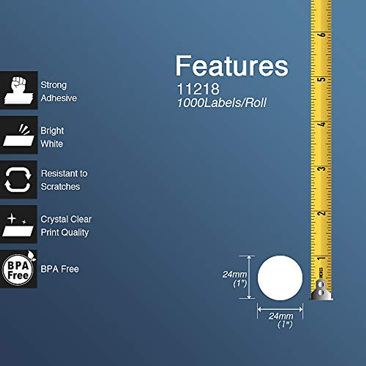 BETCKEY - Compatible Round Labels Replacement for Brother DK-1218 (1"), Use with Brother QL Label Printers [1 Roll/1000 Labels]