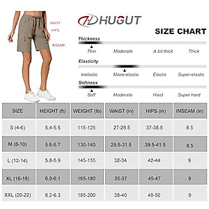 Women's Lightweight Hiking Cargo Shorts Quick Dry Athletic Shorts for Camping Travel Golf with Zipper Pockets Water Resistant Dark Khaki