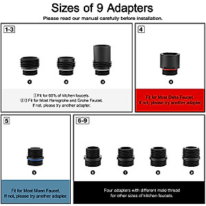 Kitchen Faucet Spray Head Replacement - Pull Down Faucet Sprayer Head with 9 Adapters, 3-Function Kitchen Sink Faucet Head, Replacement Pull Out Faucet Head, Brushed Nickel