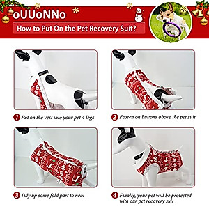 oUUoNNo Recovery Suit for Dogs,Dog Surgical Recovery Suit for Female Male Abdominal Wounds Spay or Skin Diseases,Cone E-Collars Alternatives, Anti-Licking Pet Vest Post Surgery (L, Christmas)
