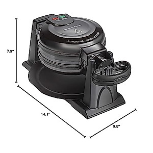 Hamilton Beach 26201 Belgian Waffle Maker with Removable Nonstick Plates, Double Flip, Makes 2 at Once, Black