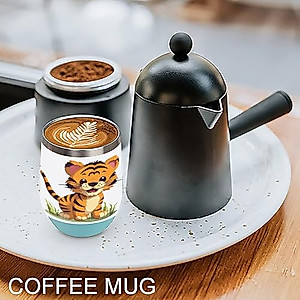 WYUSPGK 304 Stainless Steel Insulated Cup, Spotted Tiger Print Smooth Rim, Durable & Reusable - Perfect for Office, Home, And Travel