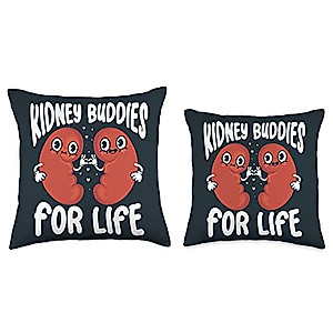 Kidney Transplant Gifts for Donor and Recipients Transplant Kidney Buddies for Life Throw Pillow, 18x18, Multicolor