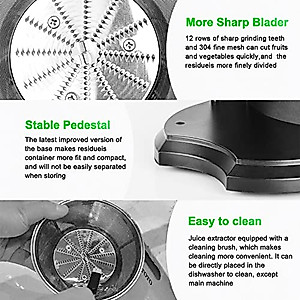 Juicer Machines, HERRCHEF 600W Juice Extractor with 3'' Wide Mouth, 2 Speed Stainless Steel Compact Centrifugal Juicer for Vegetable and Fruit Easy to Clean, with Anti-drip, BPA-Free