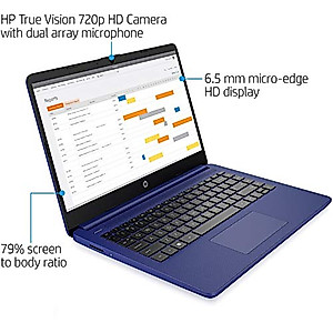 2022 Newest HP Stream 14" HD Laptop, Intel Celeron N4020(up to 2.8GHz), 8GB RAM, 128GB Space(64GB eMMC+64GB Card), 1-Year Office 365, WiFi, HDMI, USB-C, Webcam, Bluetooth, Windows 11S, Blue+JVQ MP