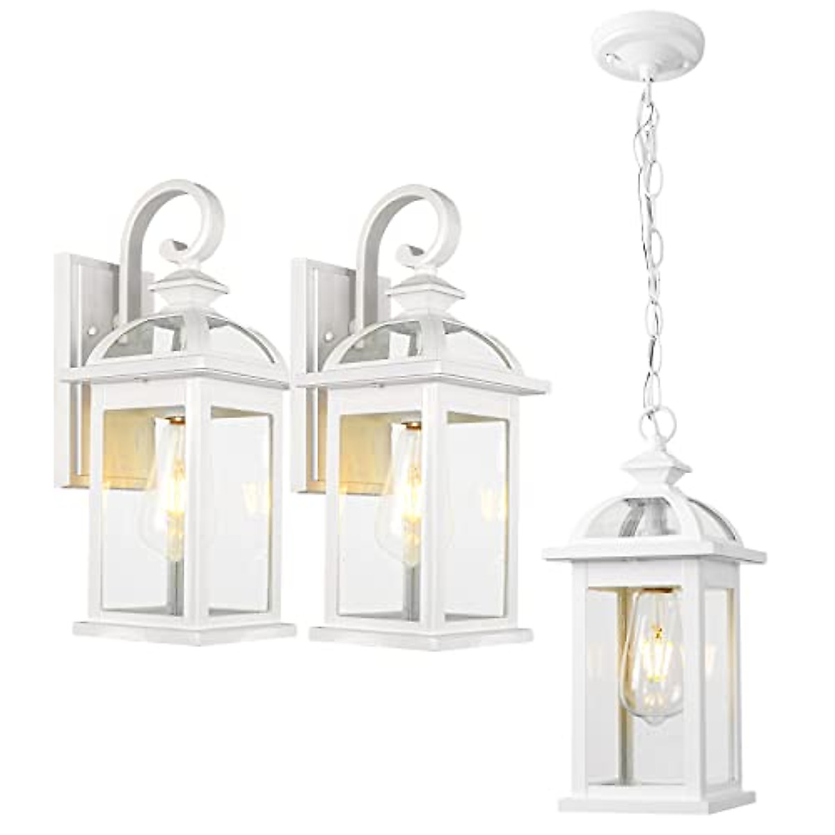 Darkaway Outdoor Wall Lights Fixtures 2 Pack with Outdoor Pendant Light for Porch, Patio, Garden