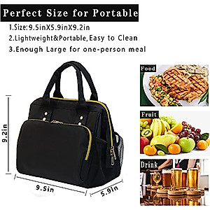 Lunch Bag Insulated Lunch Box Wide-Open Lunch Tote Bag Portable Small Cooler bag for College Work Picnic Hiking Beach Fishing