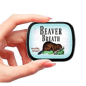 Beaver Breath Mints - Vintage Beaver Design - Wintergreen Mints for Men - Novelty Candy, Black tin, Sugar-free, 300 Pieces