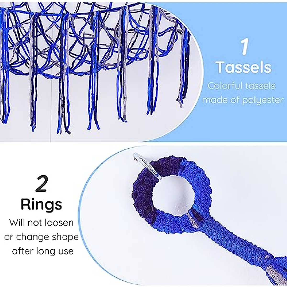 Basumee Stuffed Animals Net or Hammock Toy Storage Organizer Toy Hammock Hanging Stuffed Animals Storage Holder with Tassels for Nursery Kids Bedroom Room Wall Décor, Blue