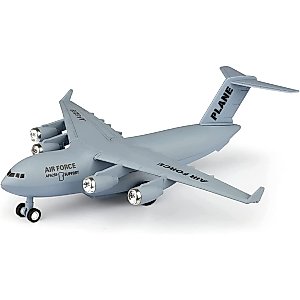 Diecast Metal Military Cargo Transport Airplane - 1:400 Scale Alloy Model Carrier Aircraft with Pullback Action, Lights and Sound