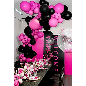 FOTIOMRG 110pcs Hot Pink Balloon Garland Arch Kit, 18 12 10 5 inch Hot Pink Latex Balloons Different Sizes Pack for Birthday Baby Shower Bridal Shower Wedding Bachelorette Party Decorations