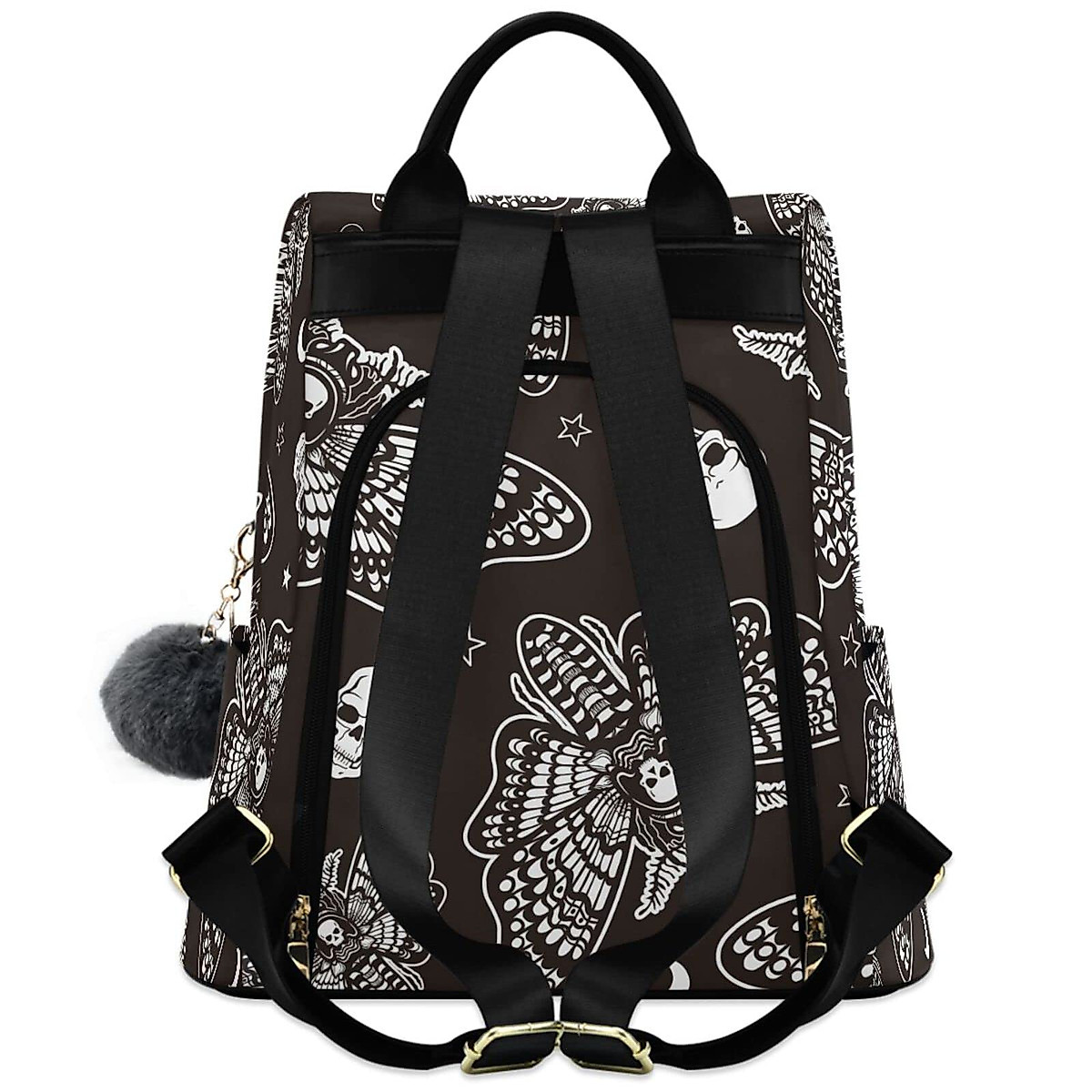 MNSRUU Women Backpack Purse Moth Skull Moon Esoteric Backpack for Women Anti-theft Shoulder Bag Carry On Backpack Lightweight Rucksack Fashion Travel Ladies Bags