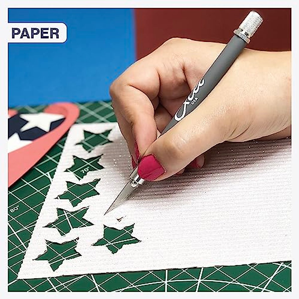 Excel Blades Soft Grip Craft Knife Set, Soft Grip Fine Point Angled Blades for Precision Cutting & Trimming, Multi-Purpose Hobby, Scrapbooking, Crafting Tools, Red, 1-Pack With 15 Replacement Blades