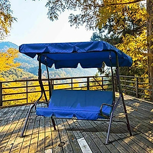 Typutomi Patio Swing Canopy Cover Set, Replacement Canopy and Swing Cushion Cover 210D Waterproof Thickened Canopy Top Cover and Chair Seat Cover for Outdoor Patio Garden Swing(Blue, S-55.9x47.2x7in)