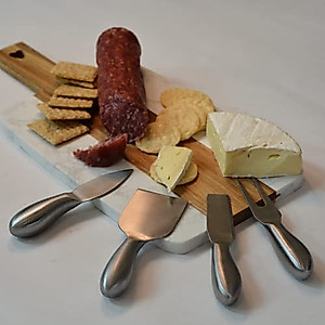 The Live Edge - 4 Piece Stainless Steel Cheese Knife Set for Charcuterie Board Serving Utensils | Cheese Board Knives and Forks Set For Cutting, Slicing & Spreading | Charcuterie Accessories Tools