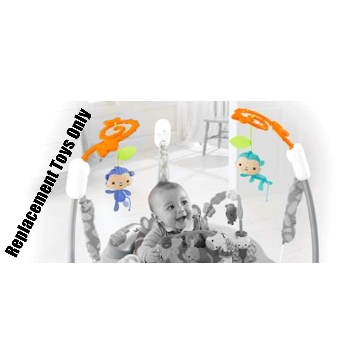 Replacement Parts for Rainforest Jumperoo - Fisher-Price Roarin' Rainforest Jumperoo CBV63 ~ Replacement Toys ~ Orange Vines with Blue Monkeys