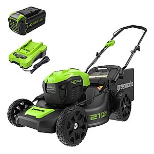 Greenworks LMF413 Inch 40V Cordless Brushless Lawn, 21" Mower (5.0Ah), Green