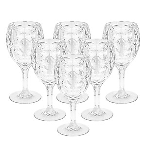 mcyiqihai 14-ounce Diamond Acrylic Wine Glasses-Plastic Stem Wine Glasses,All Purpose,set of 6Clear,BPA Free