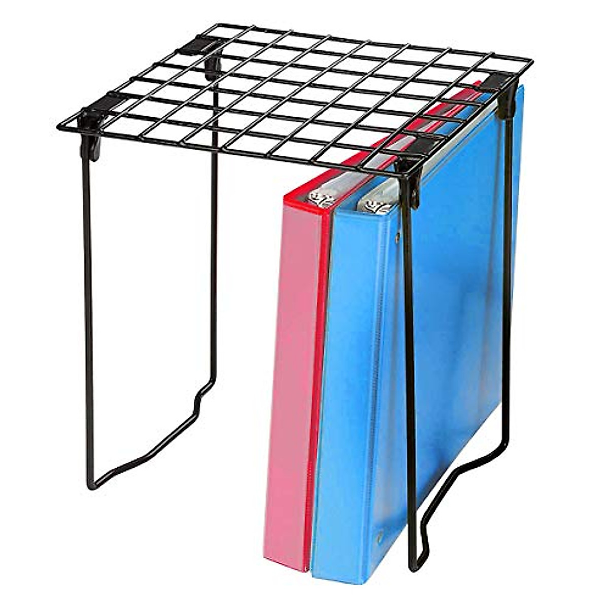 Mind Reader BORGLOCK-BLK Freestanding, 12.5 Inch Wire Shelf, Accessories Shelving Unit, Foldable, Portable, Ideal for School, Work and Gym Lockers. Holds up to 30 pounds, Black Metal