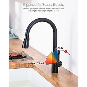 Darnok 79722MB Colin Black Kitchen Faucet with Pull Down Sprayer, 16-inch High-arc Magnetic Docking Kitchen Sink Faucet, Matte Black