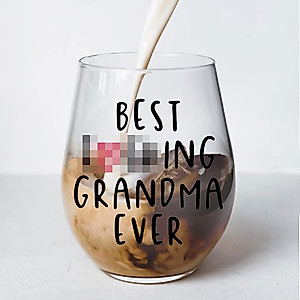 Perfectinsoy Funny Grandma Gifts, Best Grandma Ever Wine Glass with Gift Box, Funny Mother's Day Gifts for Her, Women, Wife, Mother, Aunt, Grandma, New Grandma, Grandmother, Birthday Gift for Grandma