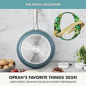 GreenPan Nova 8" Frying Pan Skillet, Oprah’s Favorite Things 2024, Ceramic Nonstick Cookware, PFAS Free, Toxin-Free, Induction Suitable, Dishwasher & Oven Safe, Durable, Easy Clean, Deep Teal