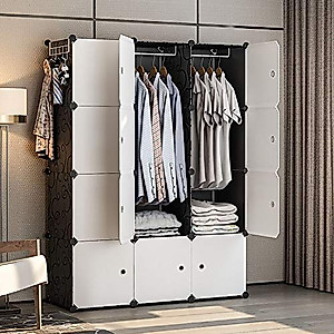 GEORGE&DANIS Portable Closet Wardrobe Cube Storage Cube Organizer Cube Shelf Armoire Bedroom Dresser (42x18x56 inches) 3x4 Tiers, Black