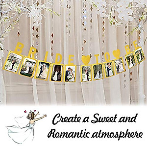 LINGPAR Bride to Be Photo Banner Gold Foiled for Wedding Sign Bridal Shower Banner Hen Night Decoration (Gold)