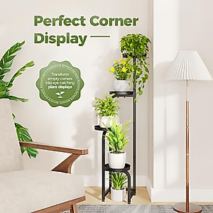 Bamworld Tall Plant Stand Indoor Outdoor, Corner Metal Flower Pot Stands for Multiple Plants, 4 Tier Heavy Duty Plant Shelf for Patio Garden Balcony Living Room Bedroom