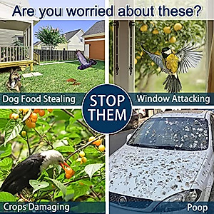 kungfu Mall Owls to Keep Birds Away, Fake Owl, Reflective Hanging Decoration Garden Owl Keep Birds Away from Garden Porch Roof Carport Garage 4PCS