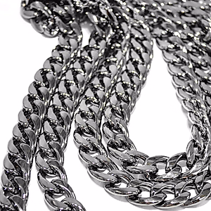 Model Worker DIY Iron Flat Chain Strap Handbag Chains Purse Chain Straps Shoulder Cross Body Replacement Straps with Metal Buckles (47", Gun-Black)