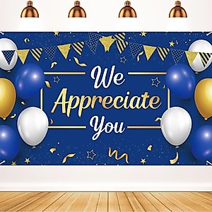 Chunnin We Appreciate You Banner Thank You Banner Backdrop Appreciation Party Decorations Thank You for All You Do Party Banner Background for Pastor Work Teacher Doctor Employee Staff 5.9×3.6ft