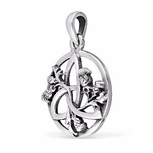 WithLoveSilver 925 Sterling Silver Celtic Round Triquetra Scottish Thistle Pendant