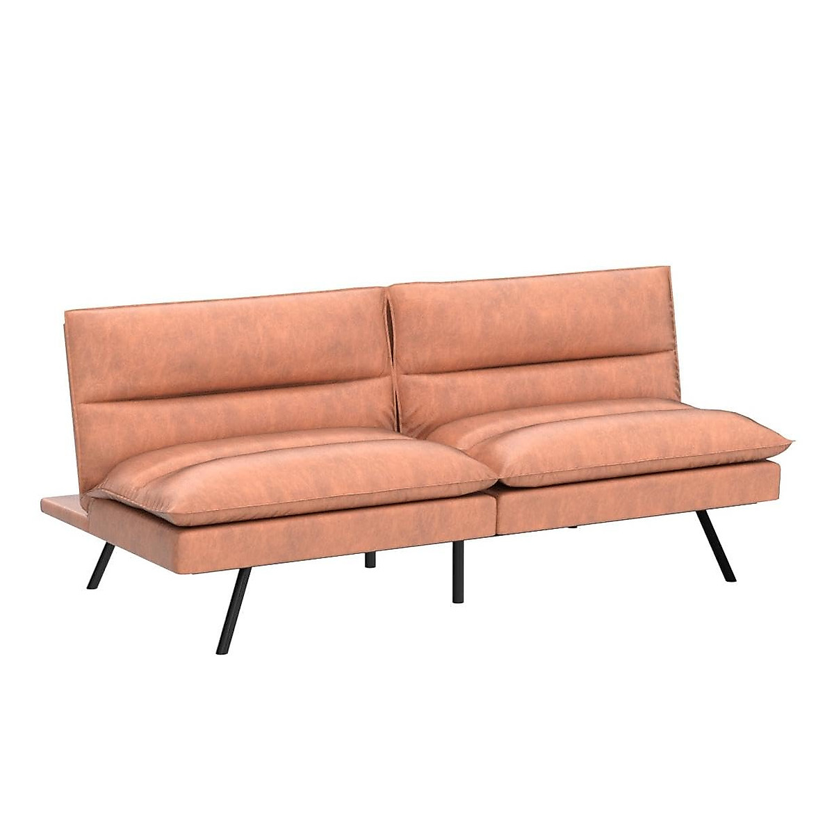 Opoiar Bed Memory Foam Sleeper Sofa Couches Convertible Futon Sets for Living Room with Mattress Included, Adjustable Backrests, Brown Sofabed, Brown-534