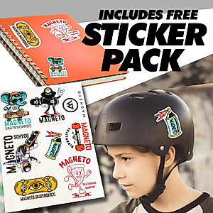 Magneto Complete Skateboard | Maple Wood | ABEC 5 Bearings | Double Kick Concave Deck | Kids Skateboard Cruiser Skateboard | Skateboards for Beginners, Teens & Adults (Free Stickers Included)