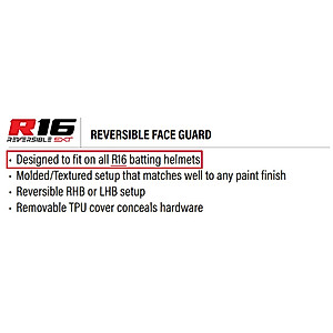 Rawlings | R16 Reversible Extension Piece | Reversible Face Guard | Fits R16 Series Helmets | Matte