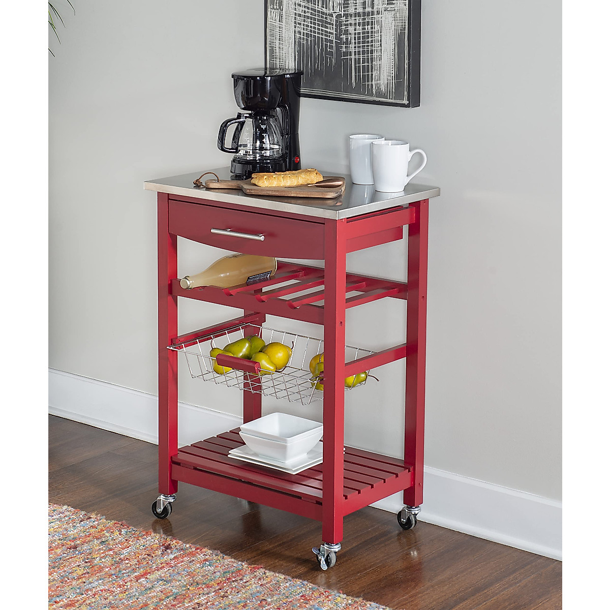 Linon Home Décor Kitchen Cart Red