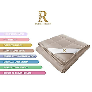 Royal Therapy Weighted Blanket - Heavy 100% Cotton Blankets with Premium Glass Beads (48''x78'' 15lbs, Texas Leather), Suitable for One Person (~150lb) - Use on Twin/Queen Bed
