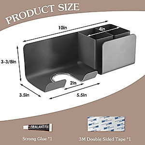 7WJUIRE Hair Dryer Holder Wall Mounted Universal Hair Dryer Holder,Self Adhesive Blow Dryer Holder Compatible with Most Hair Dryers for Bathroom,Gray